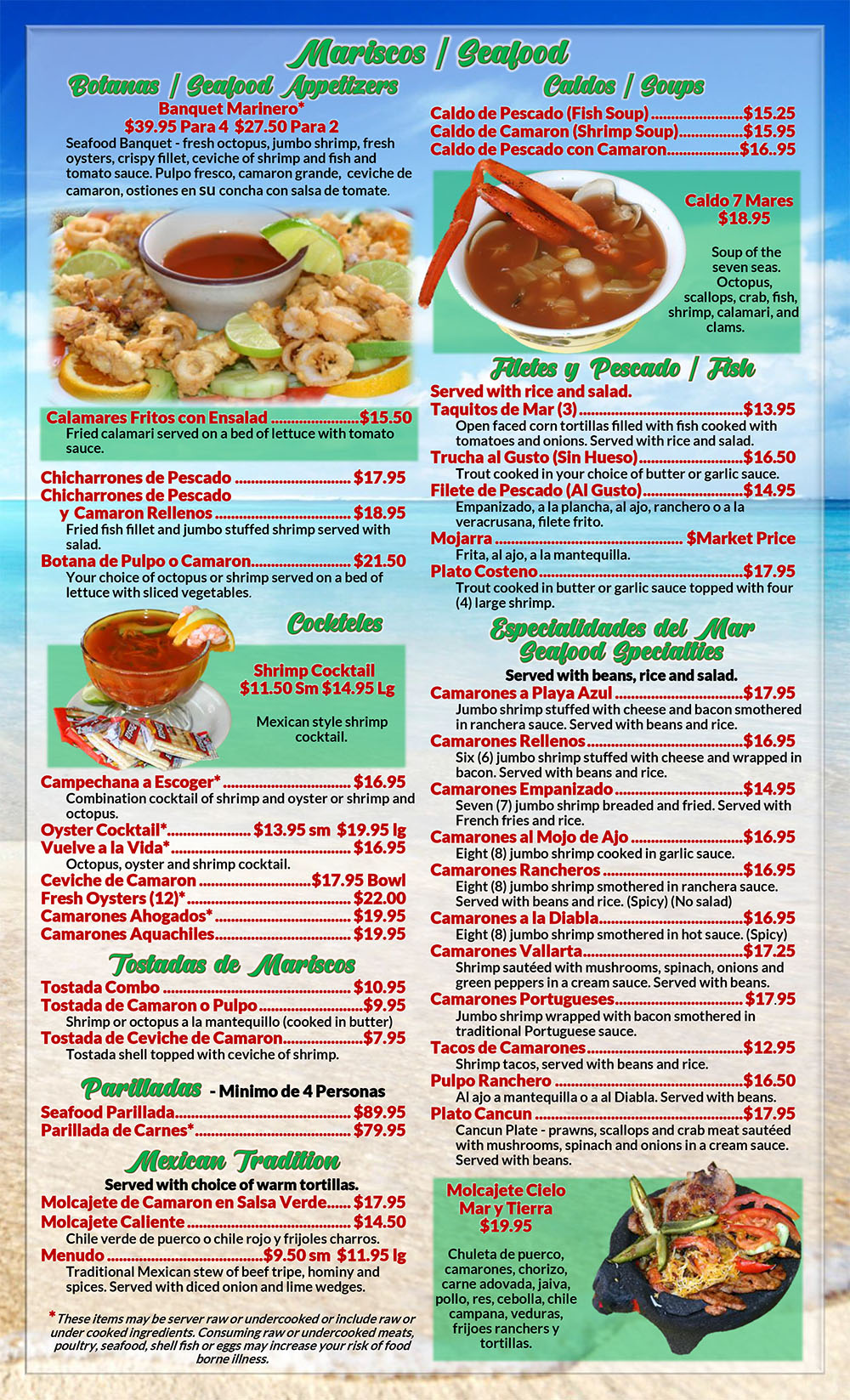 Playa Azul Mexican Restaurant | Full Menu