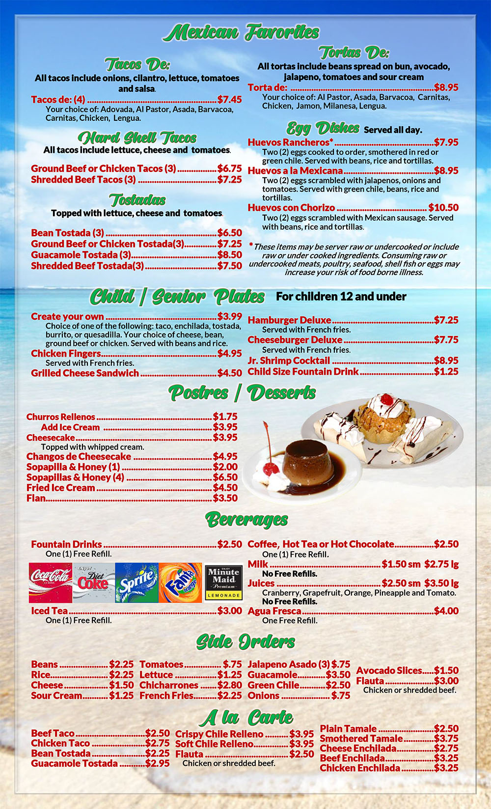 Playa Azul Mexican Restaurant | Full Menu