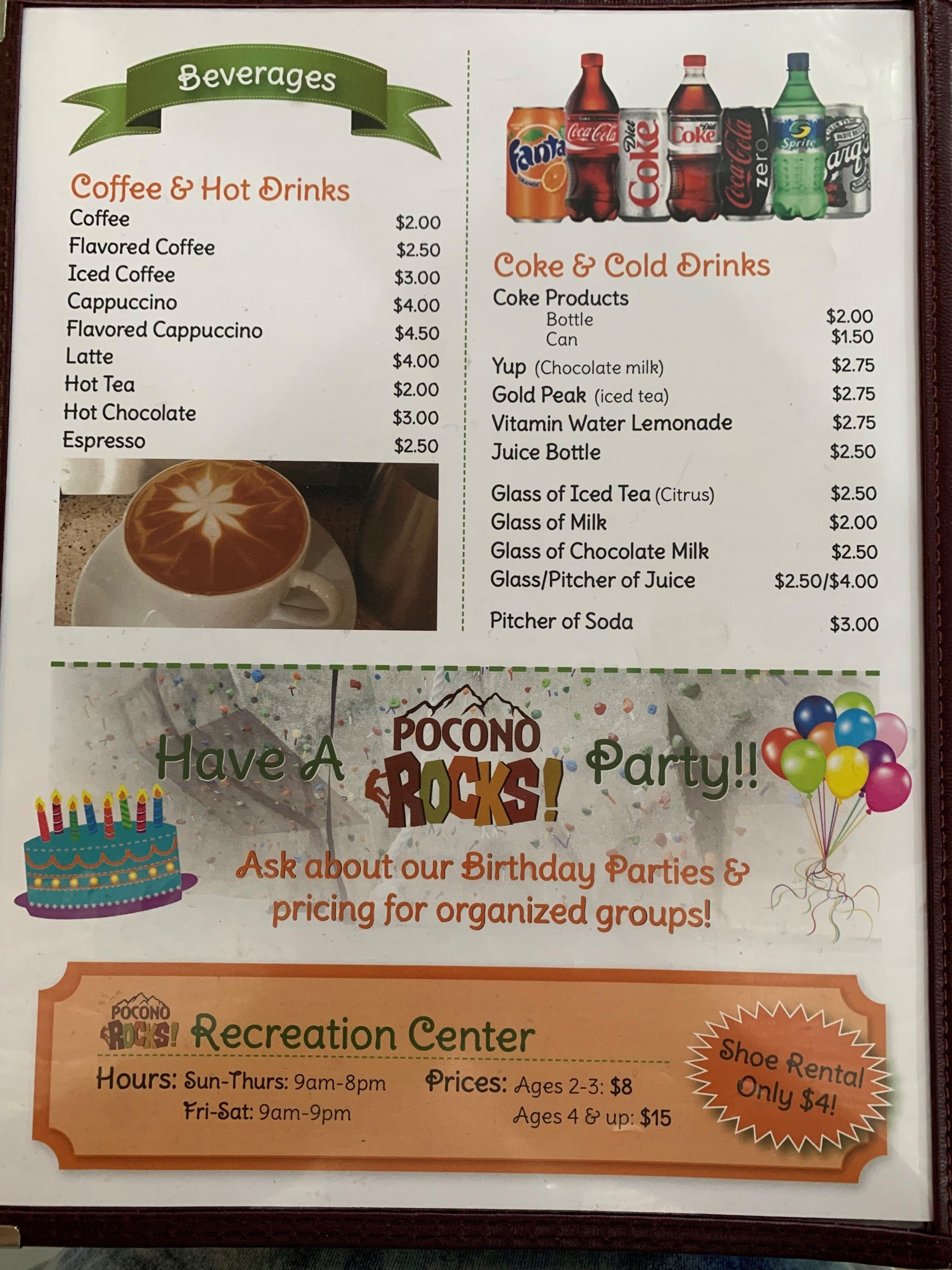 Pocono Rocks! & Little Rock Cafe Menu | Mount Pocono, PA