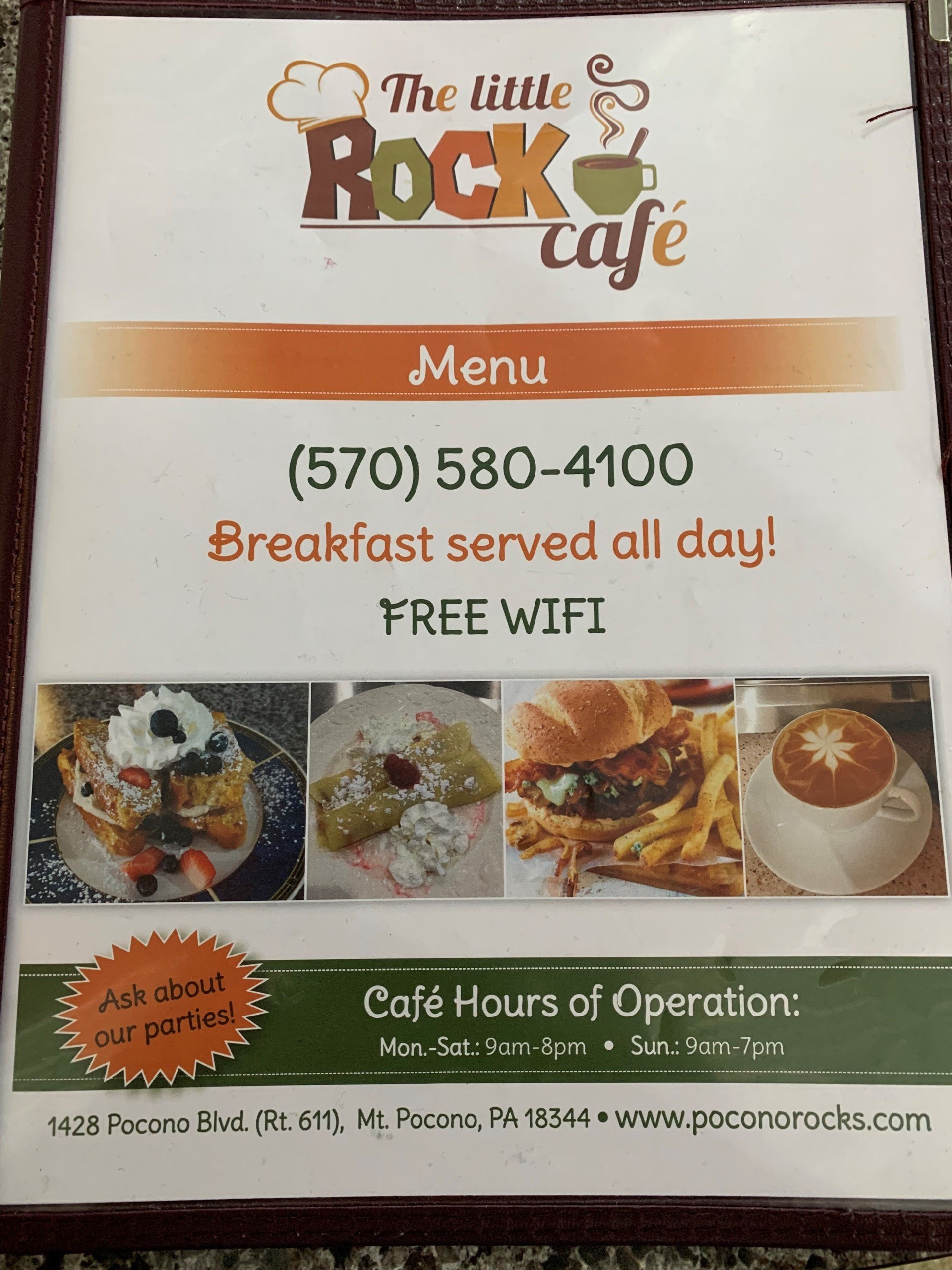 Pocono Rocks! & Little Rock Cafe Menu | Mount Pocono, PA
