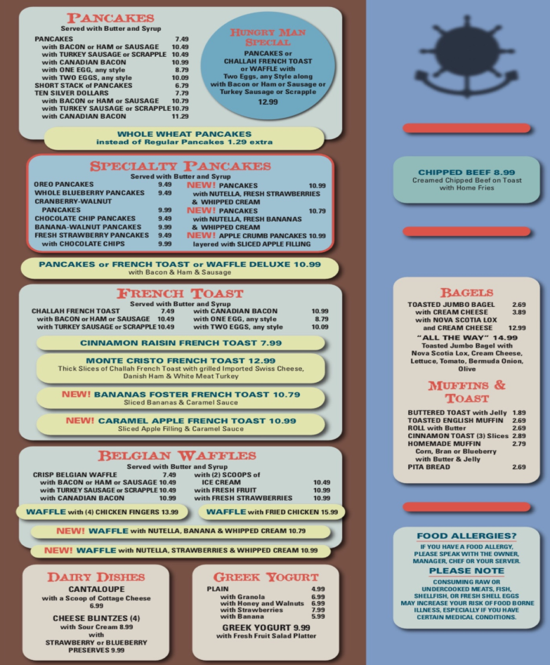 Nautilus Diner-Restaurant Timonium Menu | Timonium, MD