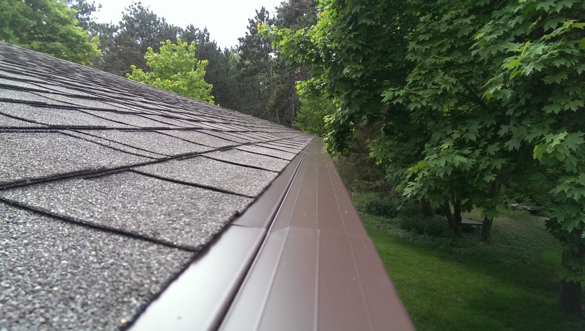 Royal Brown Gutters, 3x4 Downspout, and Leaf-X Covers