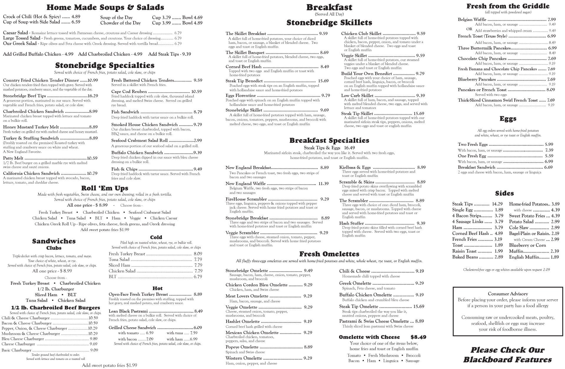 Stonebridge Cafe Breakfast & Lunch Menu | Brockton, MA
